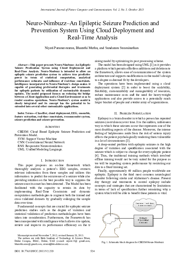 (PDF) Neuro-Nimbuzz–An Epileptic Seizure Prediction and Prevention System Using Cloud Deployment ...