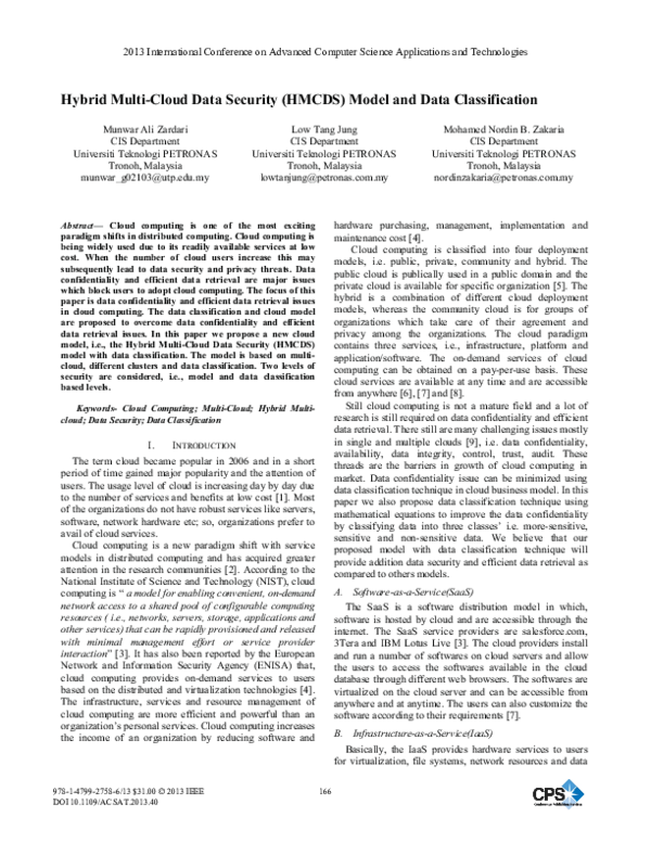 (PDF) Hybrid Multi-cloud Data Security (HMCDS) Model and Data ...