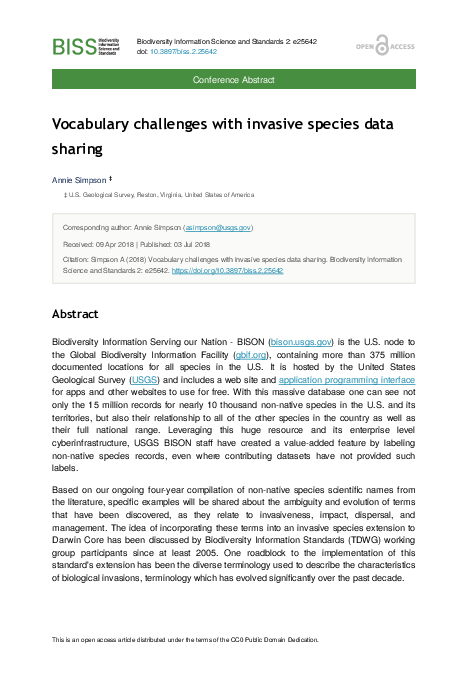 (PDF) Vocabulary challenges with invasive species data sharing