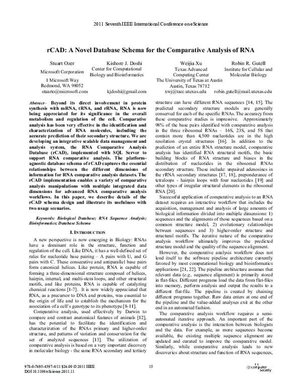Pdf Rcad A Novel Database Schema For The Comparative Analysis Of Rna