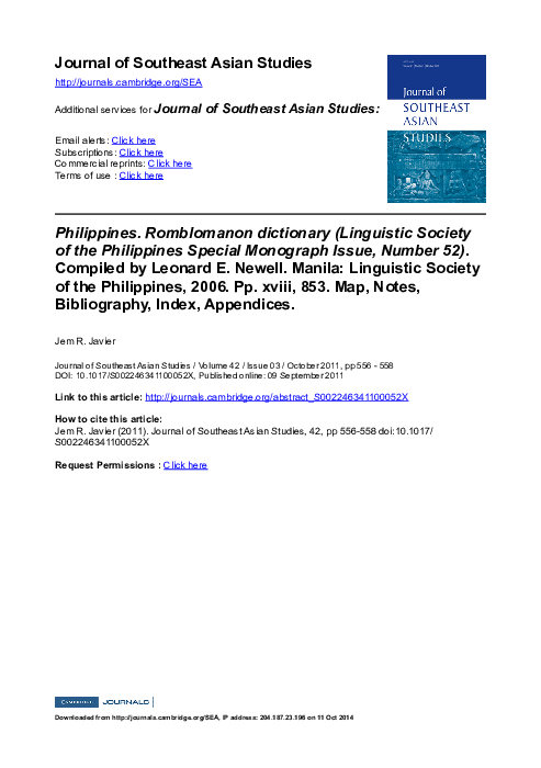 (PDF) Philippines. Romblomanon dictionary (Linguistic Society of the ...