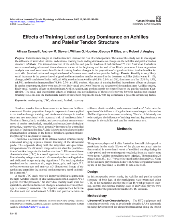 (PDF) Effects of Training Load and Leg Dominance on Achilles and ...