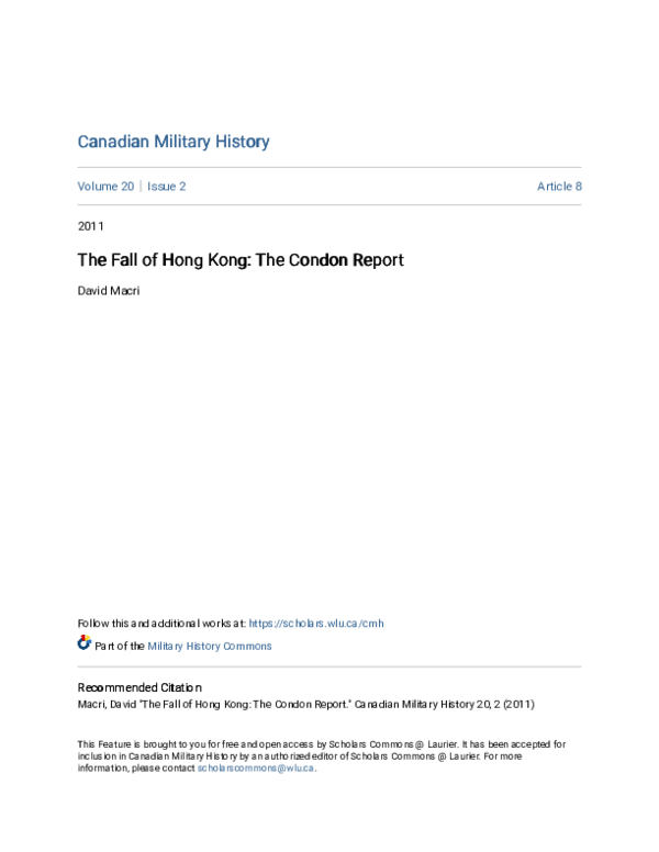 (PDF) The Fall of Hong Kong: The Condon Report