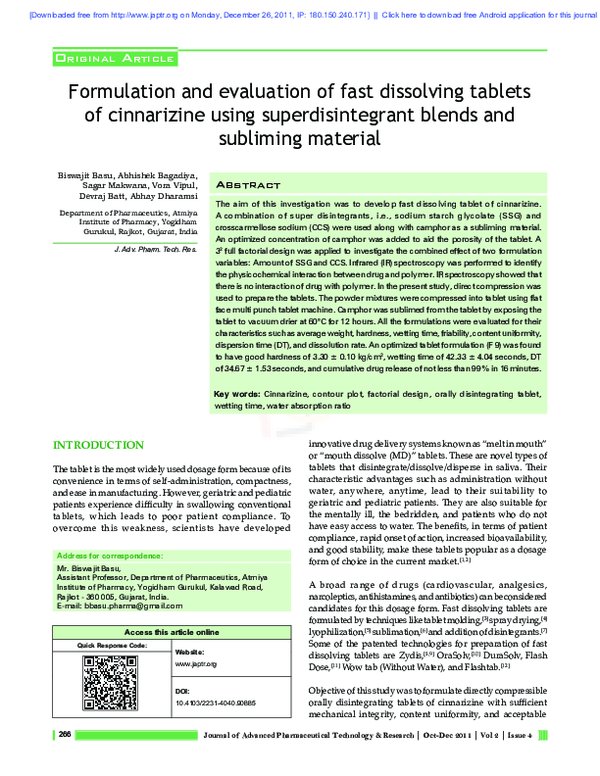 Pdf Formulation And Evaluation Of Fast Dissolving Films For Delivery Of Triclosan To The Oral
