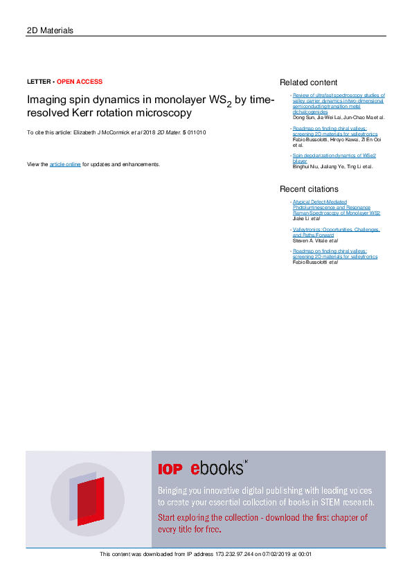 (PDF) Imaging spin dynamics in monolayer WS2 by time-resolved Kerr ...