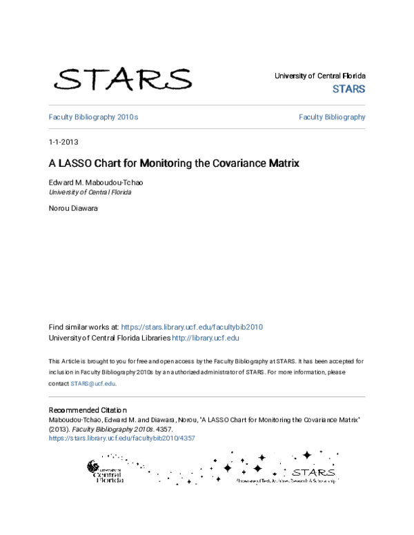 Pdf A Lasso Chart For Monitoring The Covariance Matrix