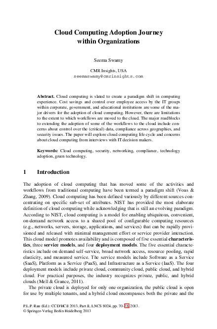 (PDF) Cloud Computing Adoption Journey within Organizations