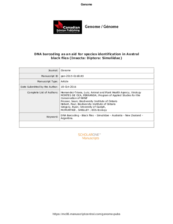 (PDF) DNA barcoding as an aid for species identification in austral ...