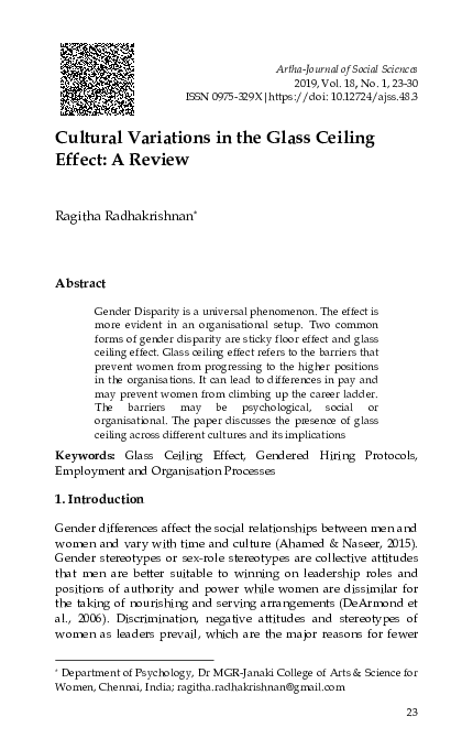 (PDF) Cultural Variations in the Glass Ceiling Effect: A Review