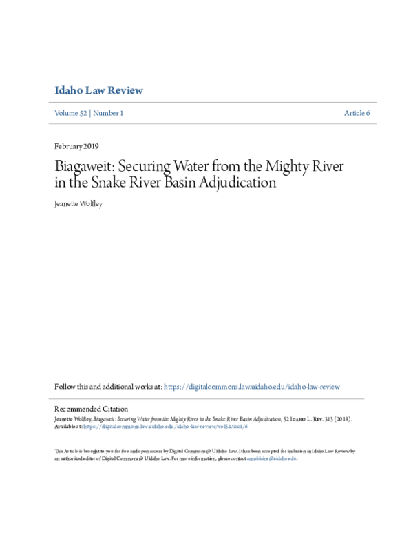 (PDF) Biagaweit: Securing Water from the Mighty River in the Snake ...