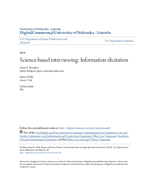 (PDF) Science-based interviewing: Information elicitation