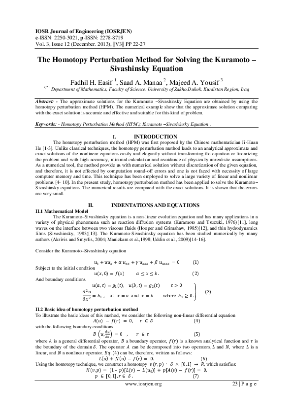 (PDF) The Homotopy Perturbation Method for Solving the Kuramoto – Sivashinsky Equation