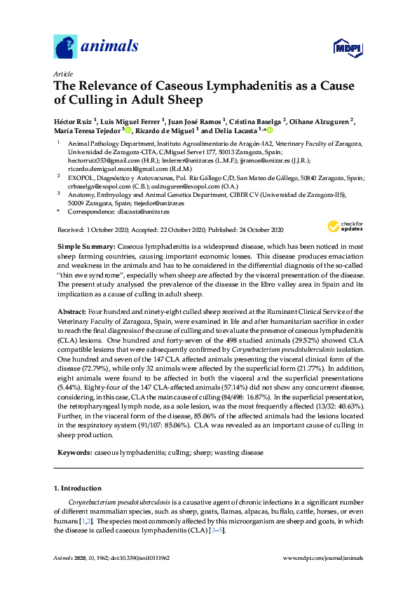 (PDF) The Relevance of Caseous Lymphadenitis as a Cause of Culling in ...