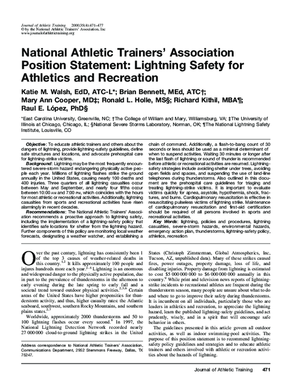 (PDF) National Athletic Trainers' Association Position Statement ...