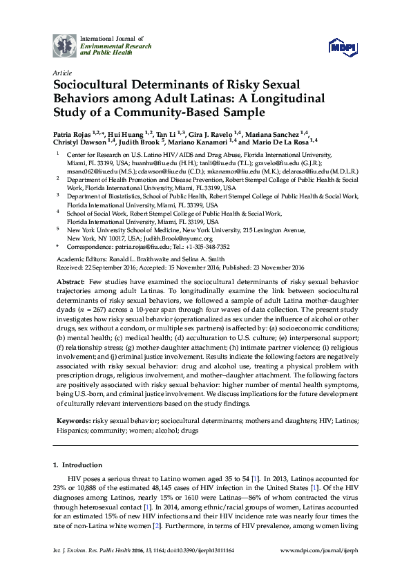 (PDF) Sociocultural Determinants of Risky Sexual Behaviors among Adult ...