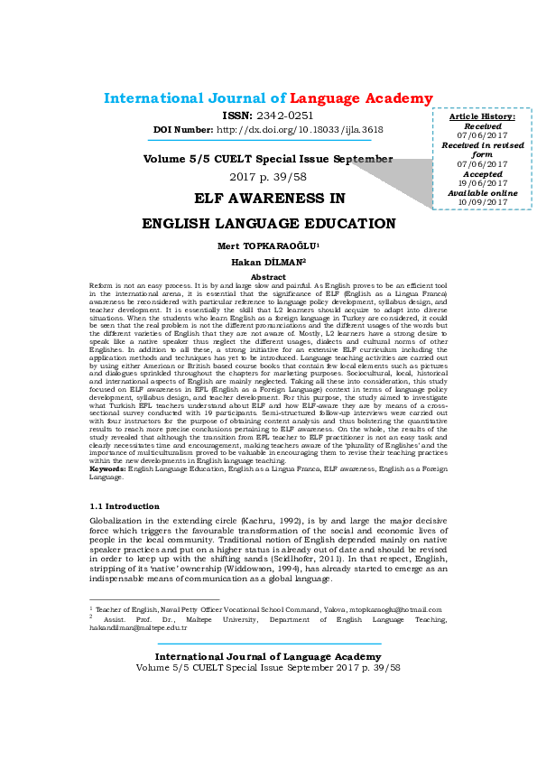 (PDF) Elf Awareness in English Language Education