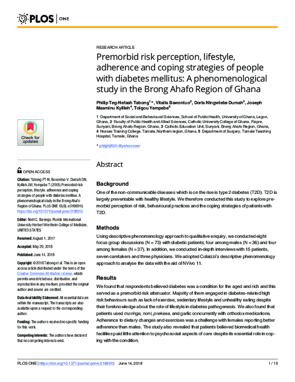 (PDF) Premorbid risk perception, lifestyle, adherence and coping ...