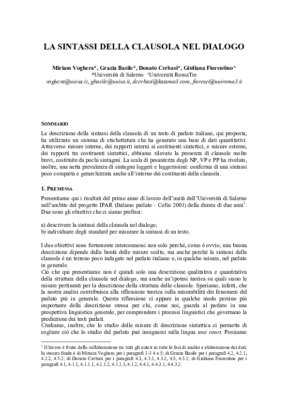 (PDF) Sintassi in AN. ANA. S