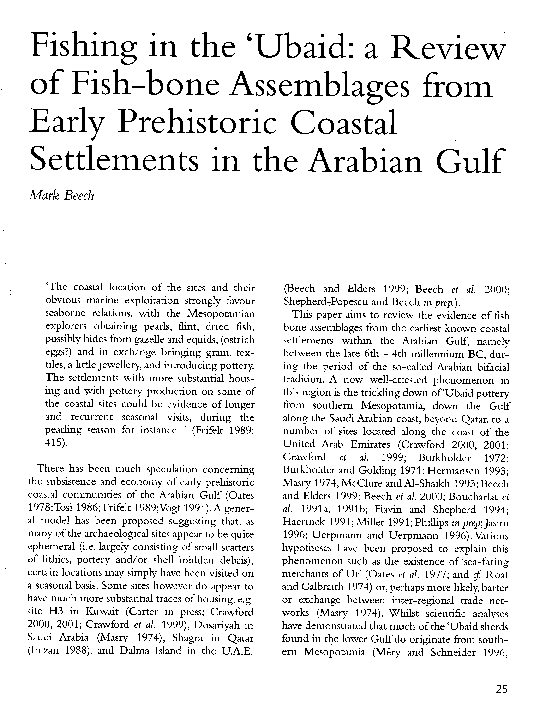 (PDF) Fishing in the ‘Ubaid: a Review of Fish-bone Assemblages from ...