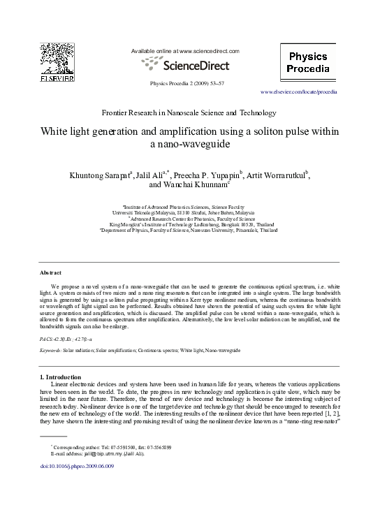 (PDF) White light generation and amplification using a soliton pulse ...