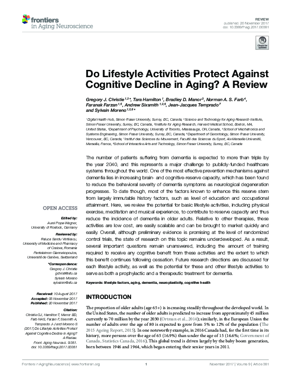(PDF) Do Lifestyle Activities Protect Against Cognitive Decline in ...