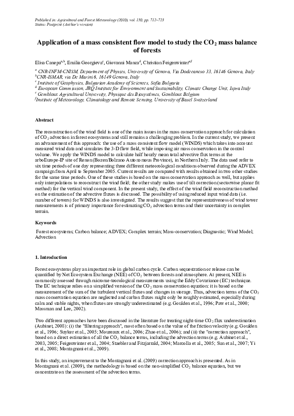 (PDF) Application of a mass consistent flow model to study the CO2 mass ...