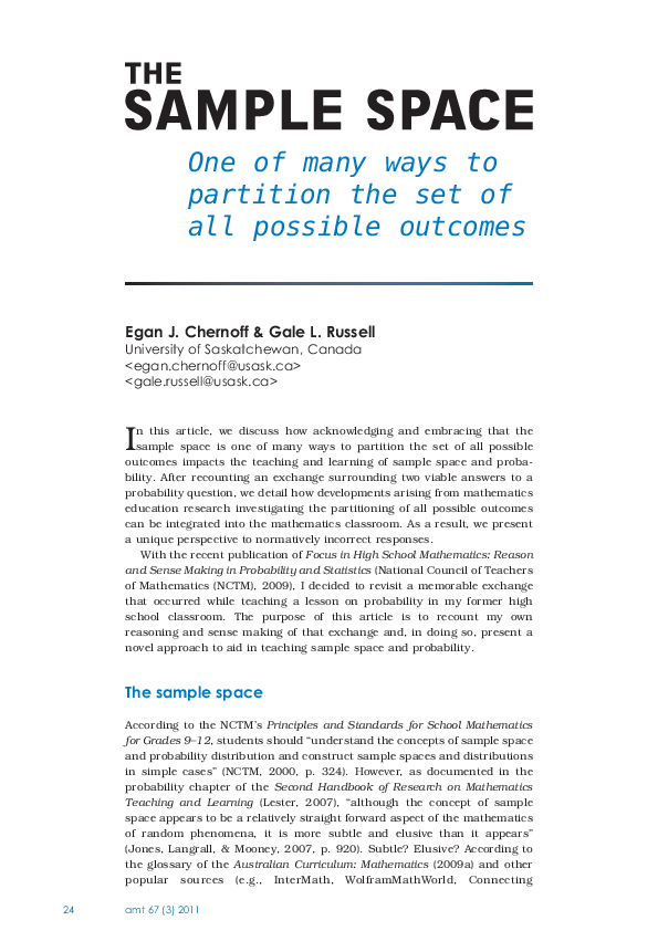 (PDF) Understanding Sample Space in Probability Teaching