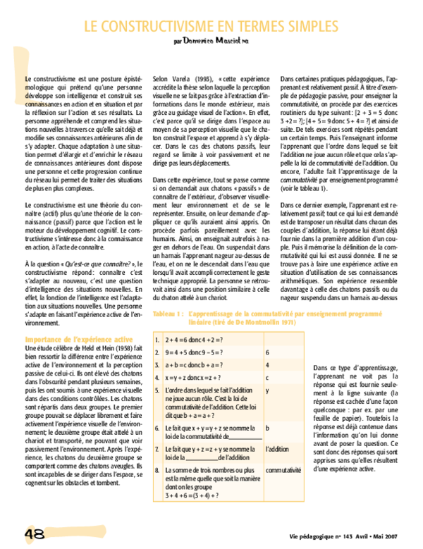 (PDF) Le constructivisme en termes simples