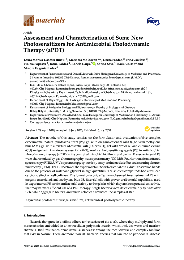 (PDF) Assessment and Characterization of Some New Photosensitizers for ...