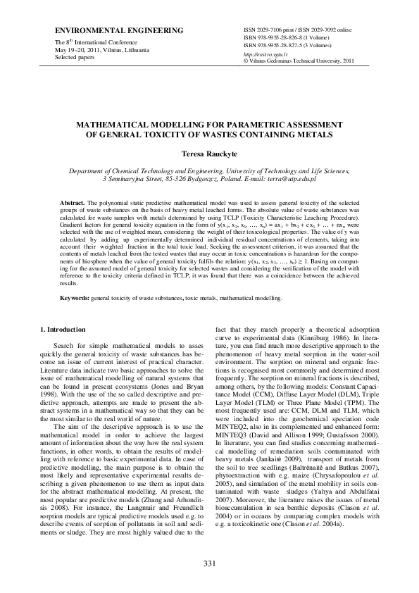 (PDF) Mathematical Modelling for Parametric Assessment of General ...