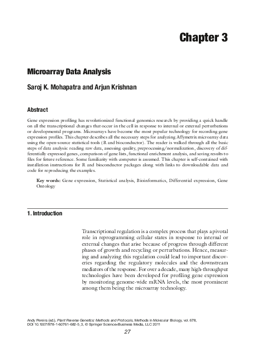 (PDF) Microarray Data Analysis