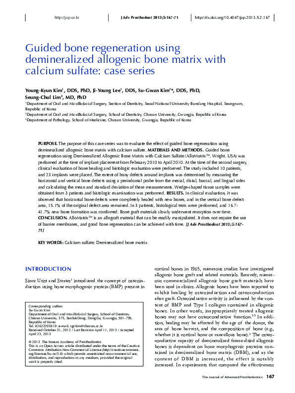 (PDF) Guided bone regeneration using demineralized laminar bone sheets ...