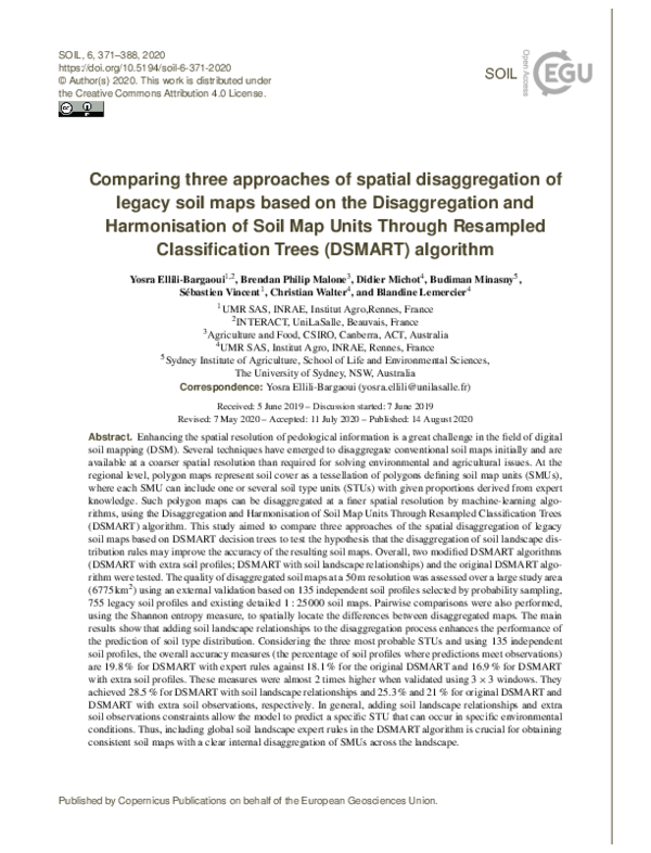 (PDF) Comparing three approaches of spatial disaggregation of legacy soil maps based on the ...