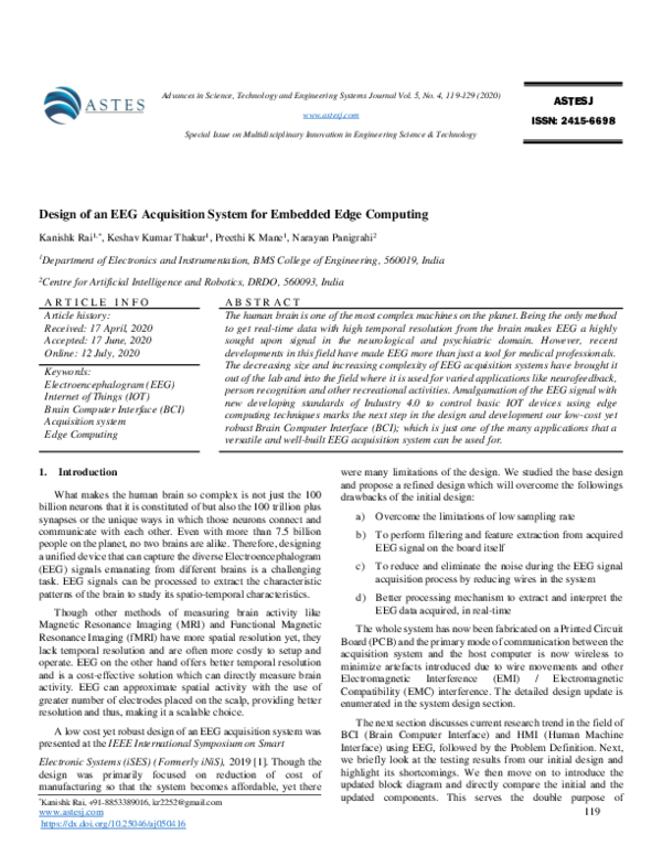 (PDF) Design of an EEG Acquisition System for Embedded Edge Computing