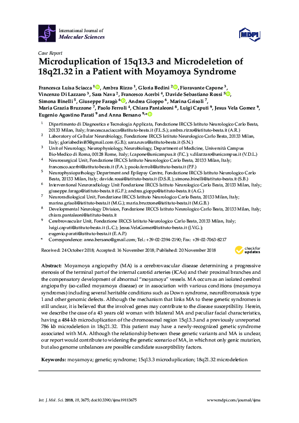 (PDF) Microduplication of 15q13.3 and Microdeletion of 18q21.32 in a ...