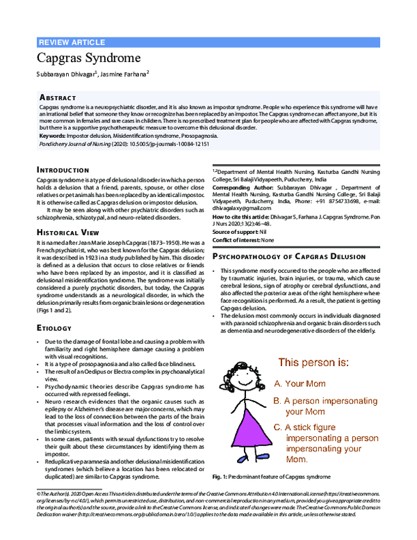 (PDF) Capgras Syndrome