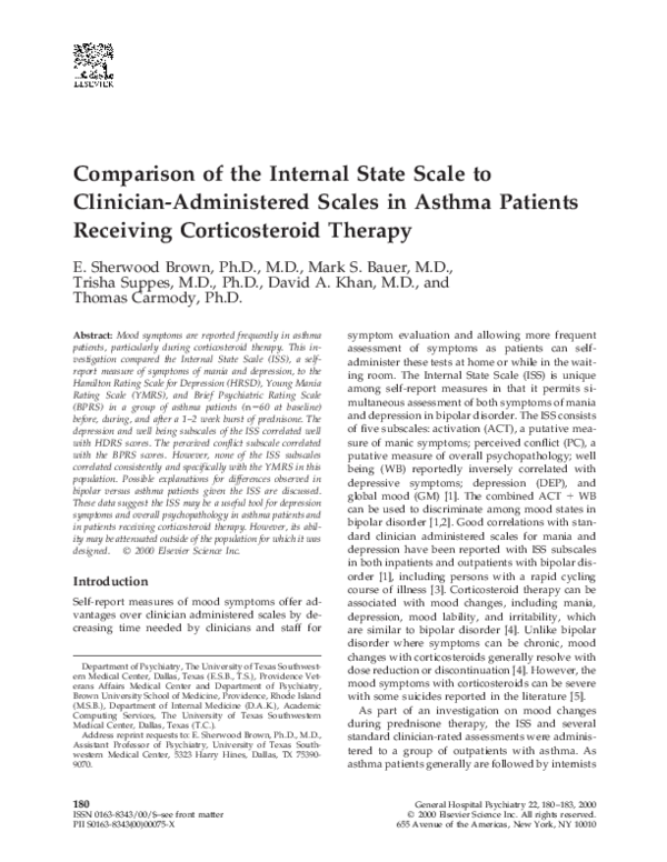 (PDF) Comparison of the internal state scale to clinician-administered ...