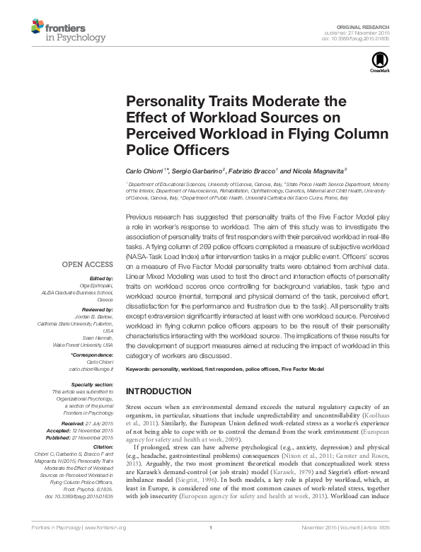 (PDF) Personality Traits Moderate the Effect of Workload Sources on Perceived Workload in Flying ...