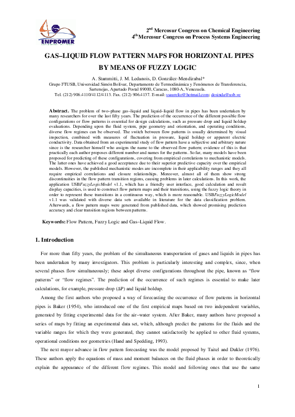 (PDF) Gas-Liquid Flow Pattern Maps for Horizontal Pipes by Means of Fuzzy Logic