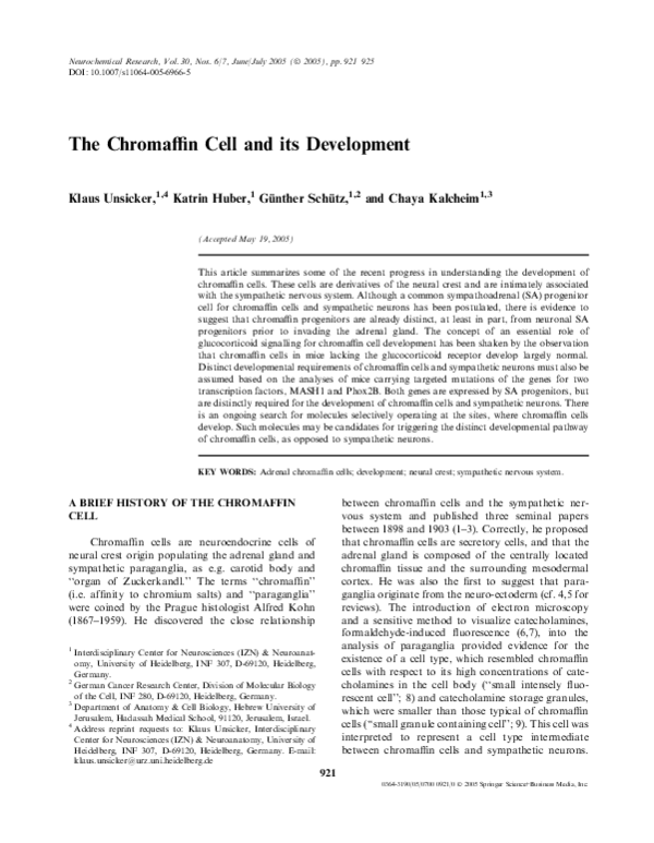 (PDF) The Chromaffin Cell and its Development