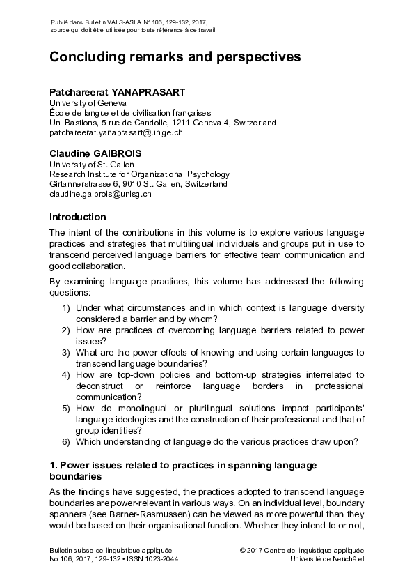 (PDF) Concluding Remarks and Perspectives