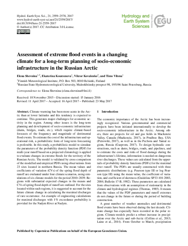 (PDF) Assessment of extreme flood events in changing climate for a long ...