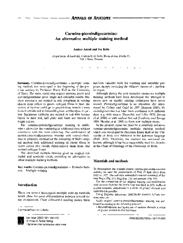 (PDF) Carmine-picroindigocarmine: An alternative multiple staining method