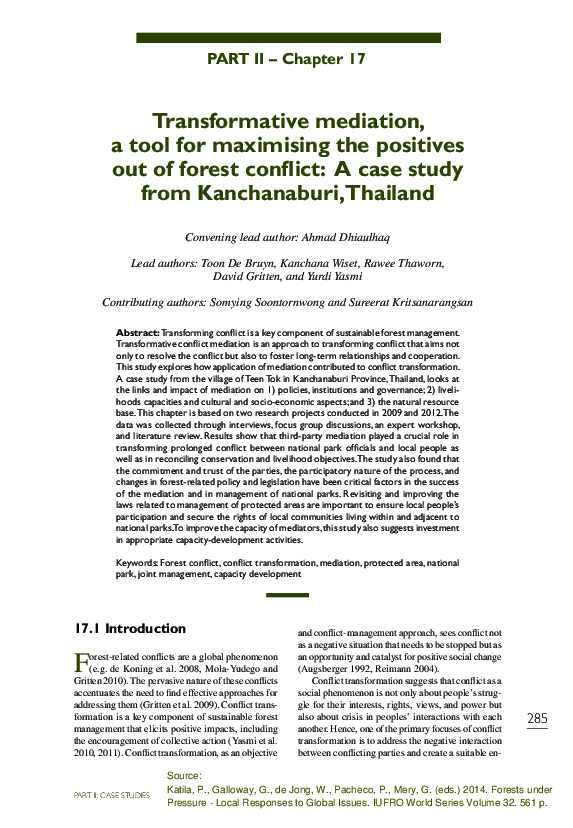 (PDF) Transformative mediation, a tool for maximising the positives out ...