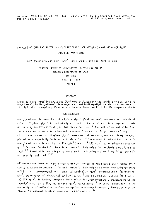 (PDF) Sampling of ethylene glycol and ethylene glycol derivatives in ...