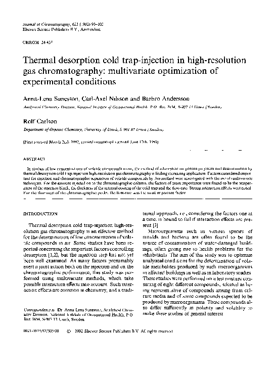 (PDF) Thermal desorption cold trap-injection in high-resolution gas ...