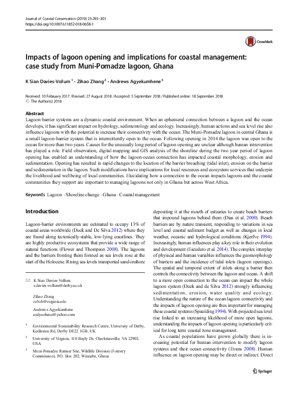(PDF) Impacts of lagoon opening and implications for coastal management ...
