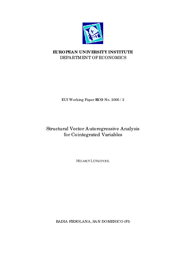 (PDF) Structural vector autoregressive analysis for cointegrated variables