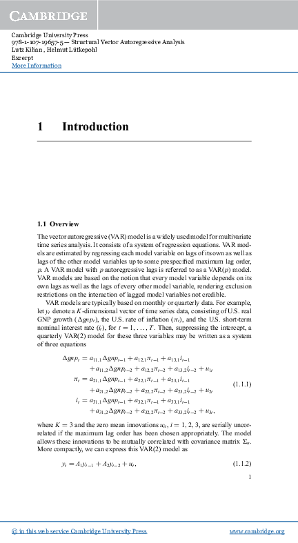 Pdf Structural Vector Autoregressive Analysis
