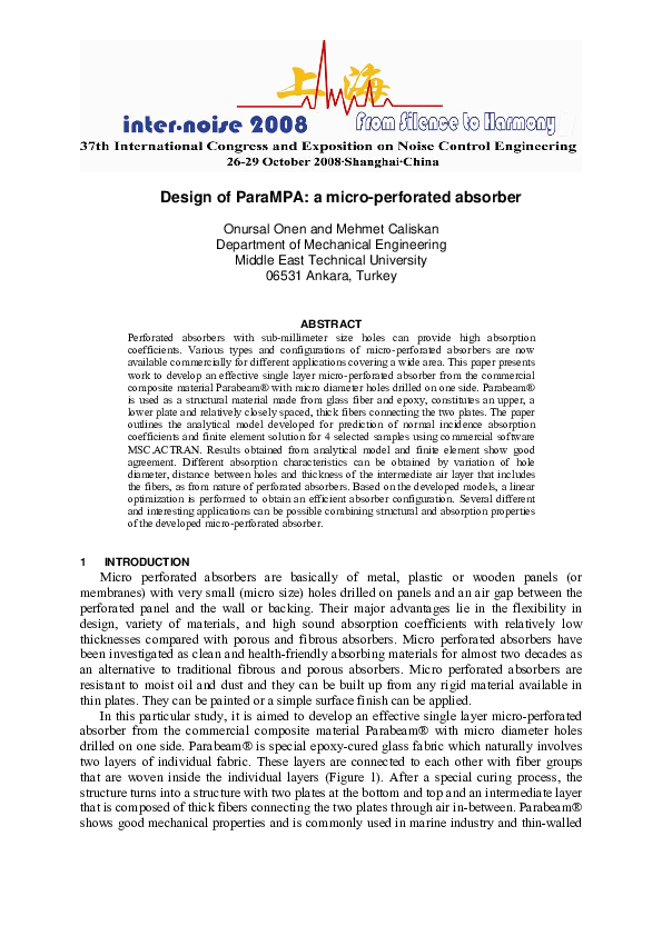(PDF) Design of ParaMPA: A micro-perforated absorber